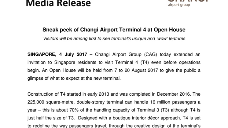Sneak Peek of Changi Airport Terminal 4 at Open House | Singapore ... Sneak Peek of Changi Airport Terminal 4 at Open House | Singapore ...